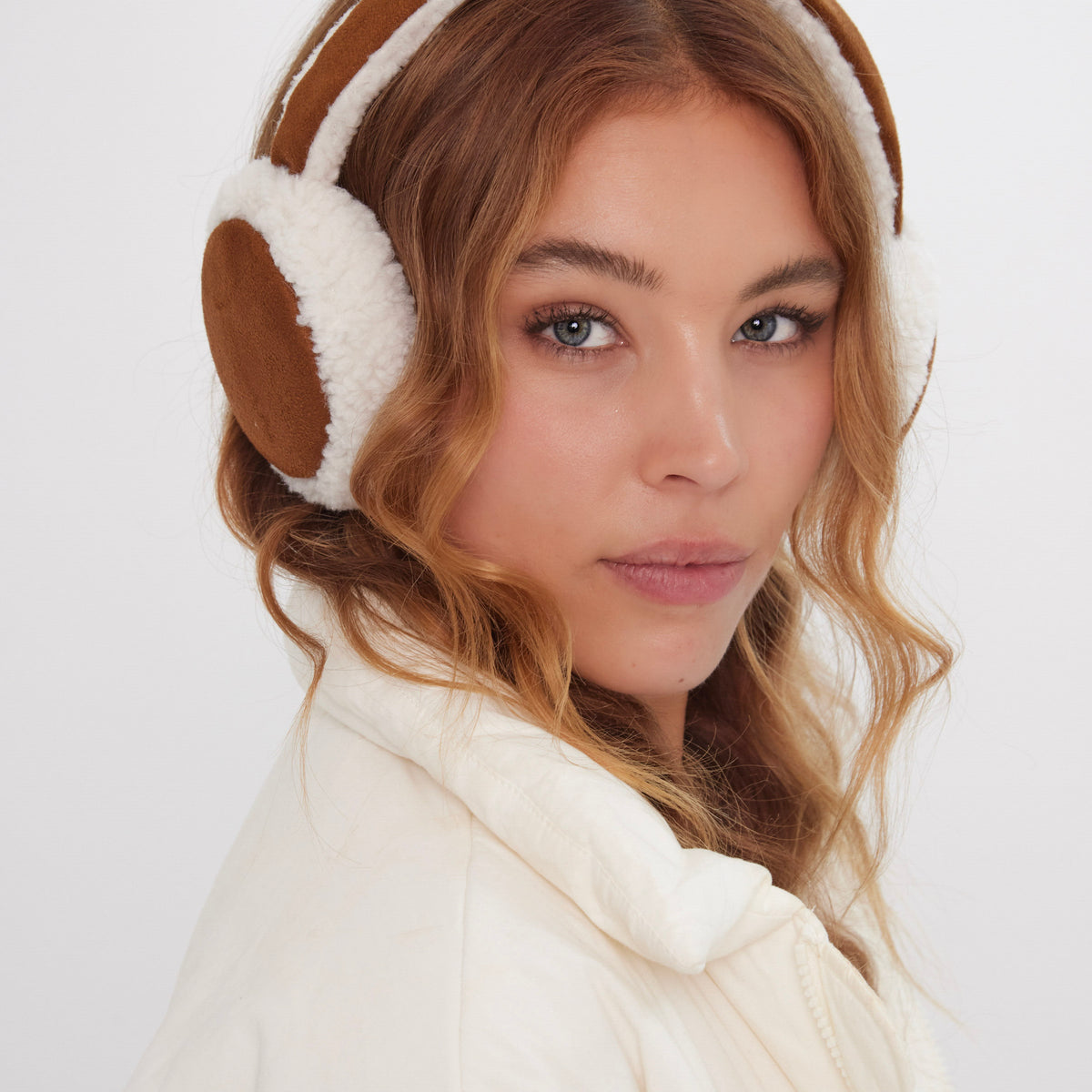 Suede and Borg Earmuffs in Brown – My Accessories London
